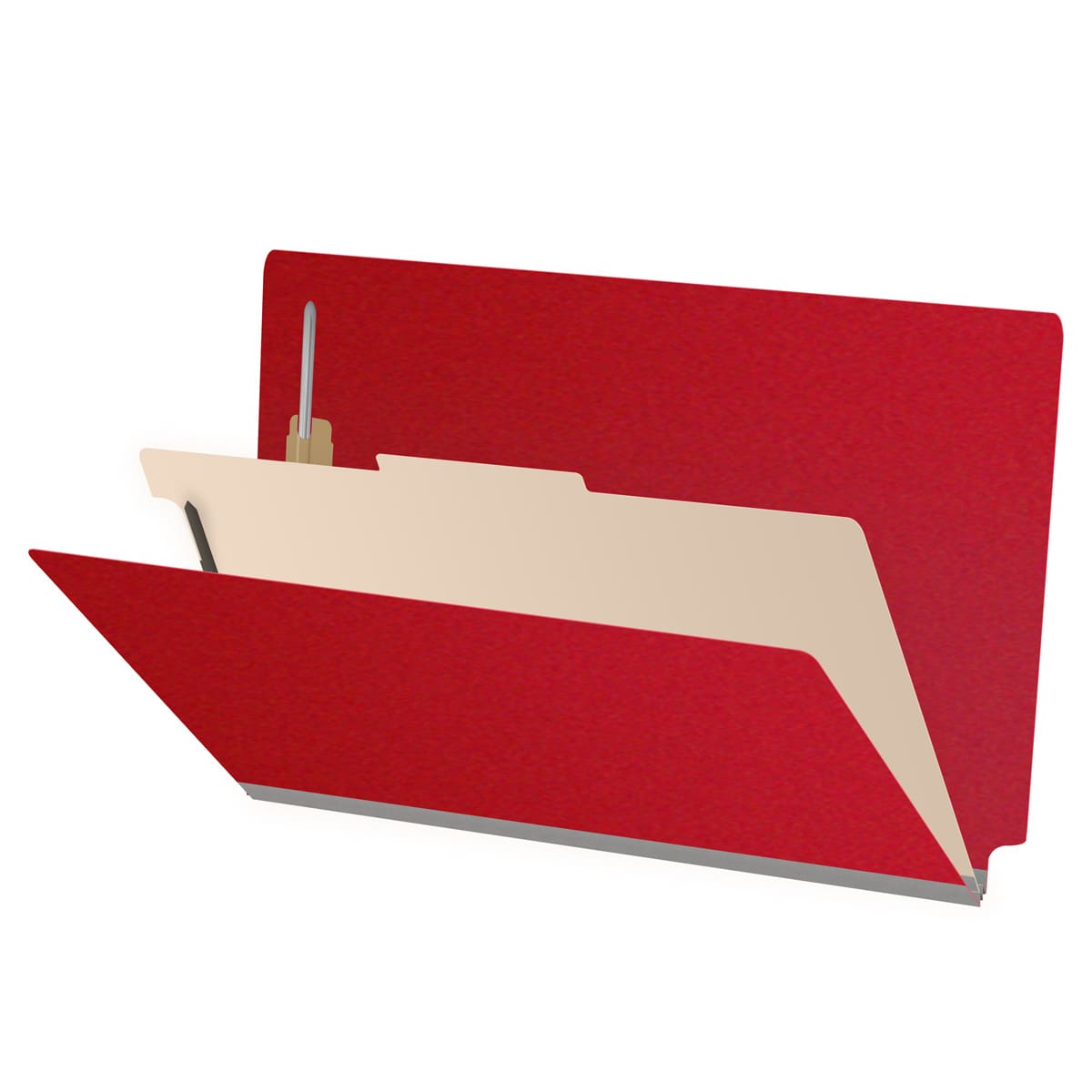Deep Red Legal Size End Tab One Divider Classification Folder with 2 ...