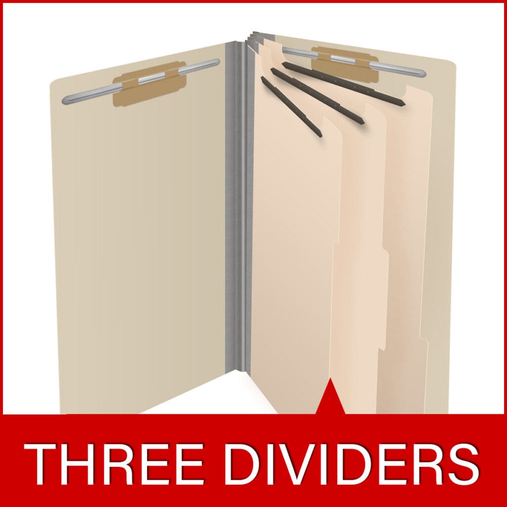 Manila Legal Size End Tab Three Divider Classification Folder with 3 ...