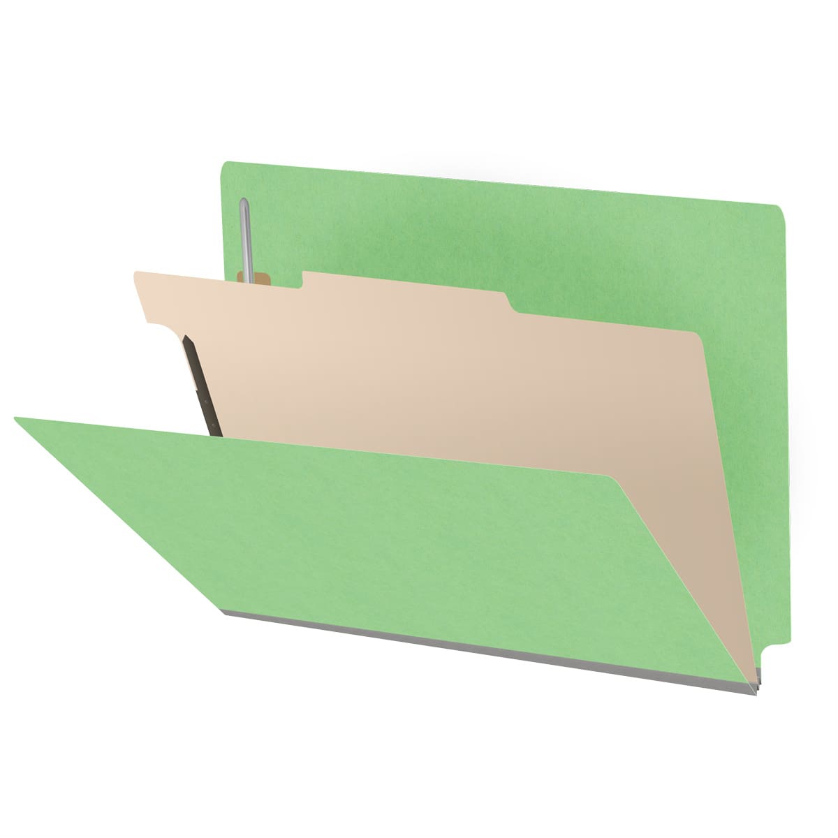 Green letter size end tab classification folder with 2″ gray tyvek ...