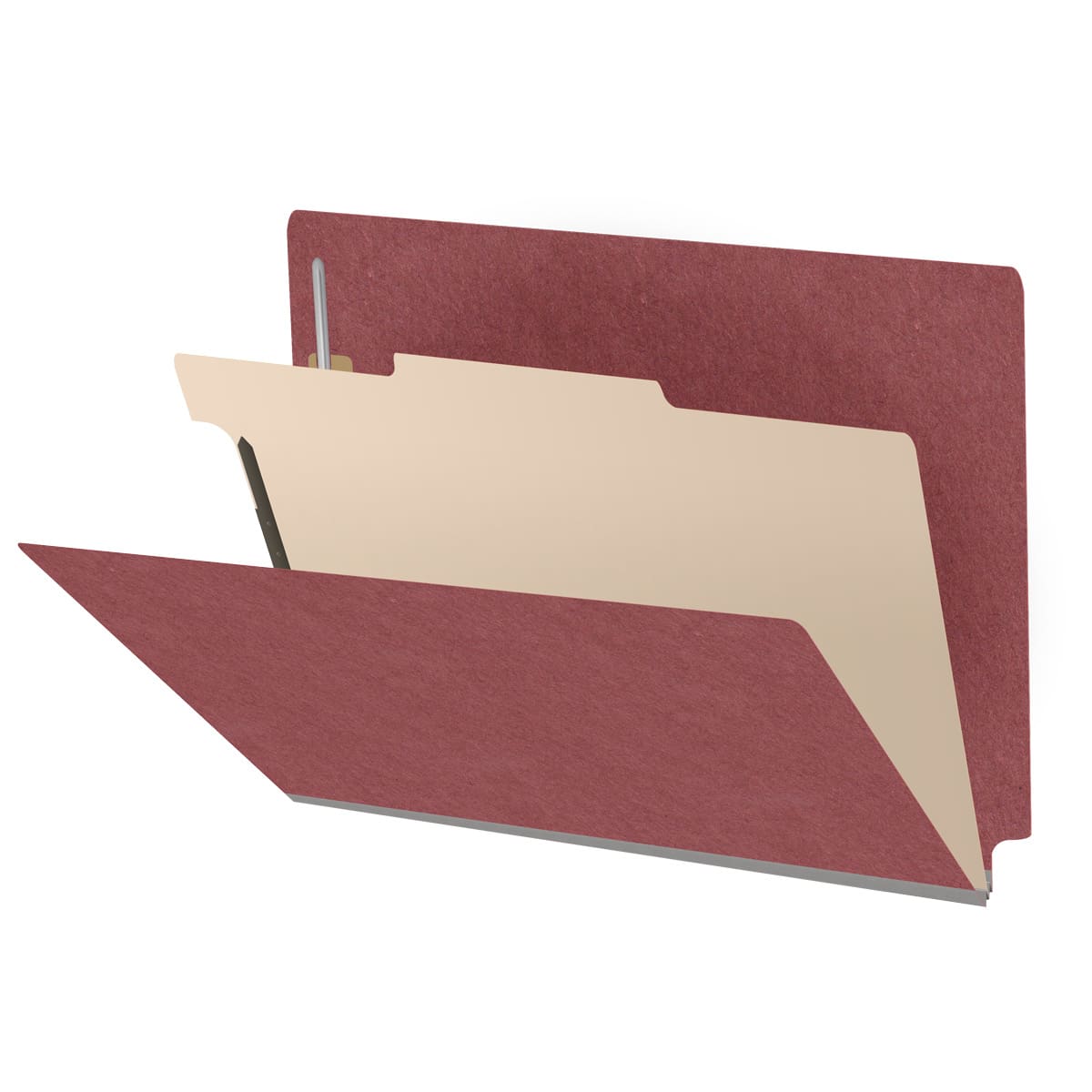 Dark red letter size end tab one divider classification folder with 2 ...