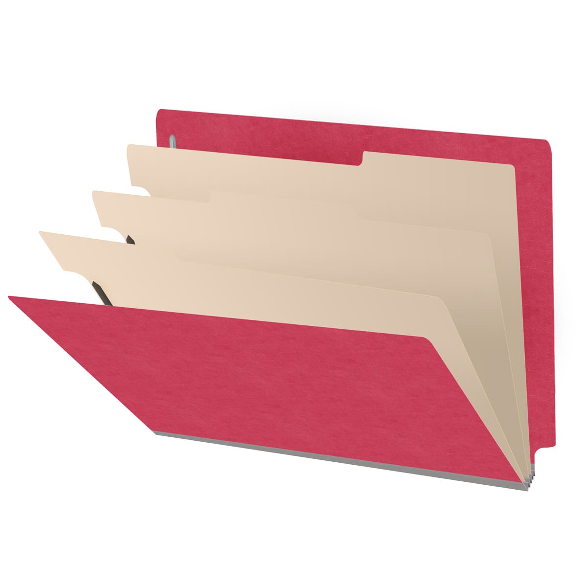 Red letter size end tab classification folder with 3″ gray tyvek ...