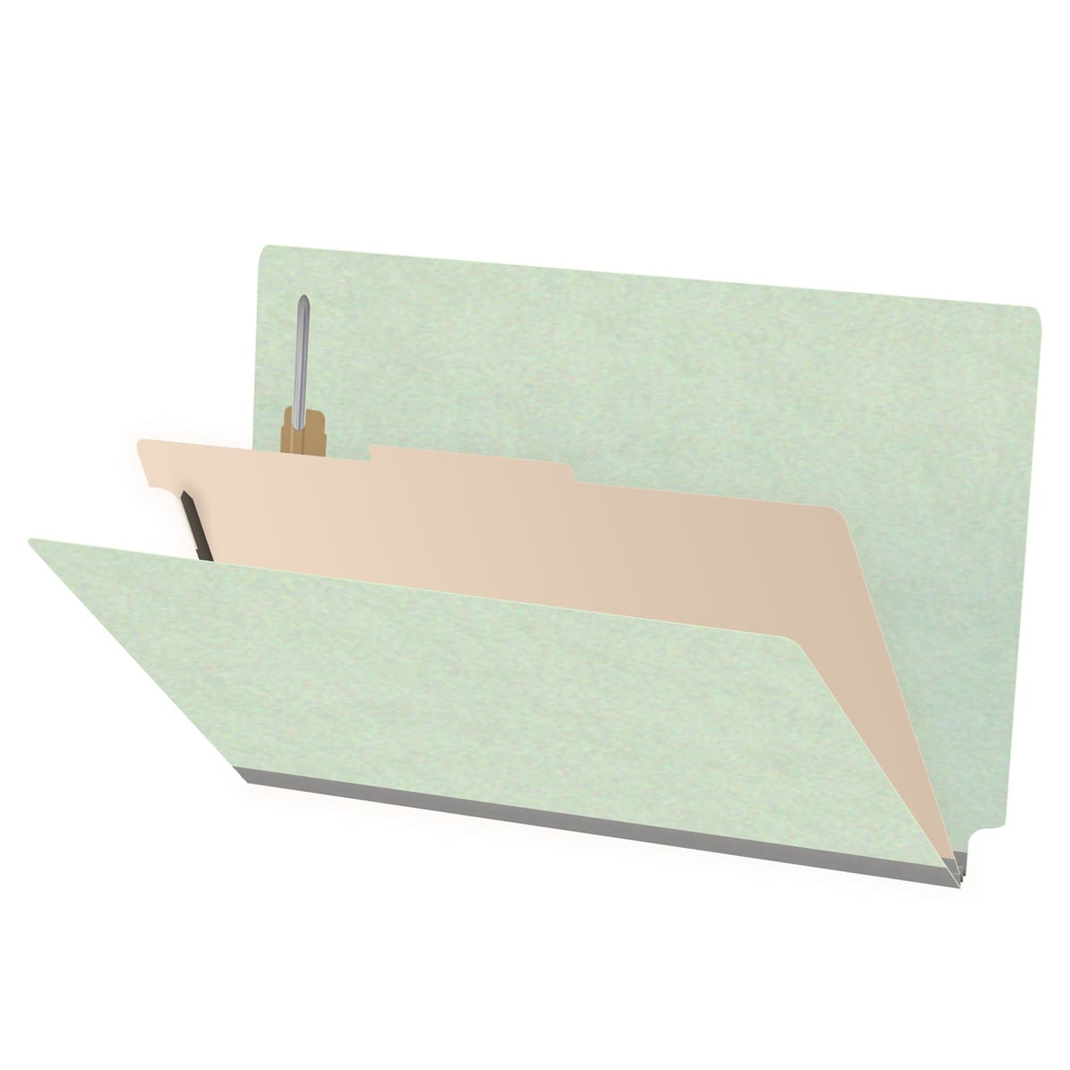 Pale green legal size end tab one divider classification folder with 2 ...