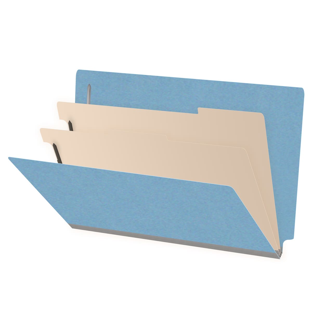 Blue legal size end tab classification folder with 2″ gray tyvek ...