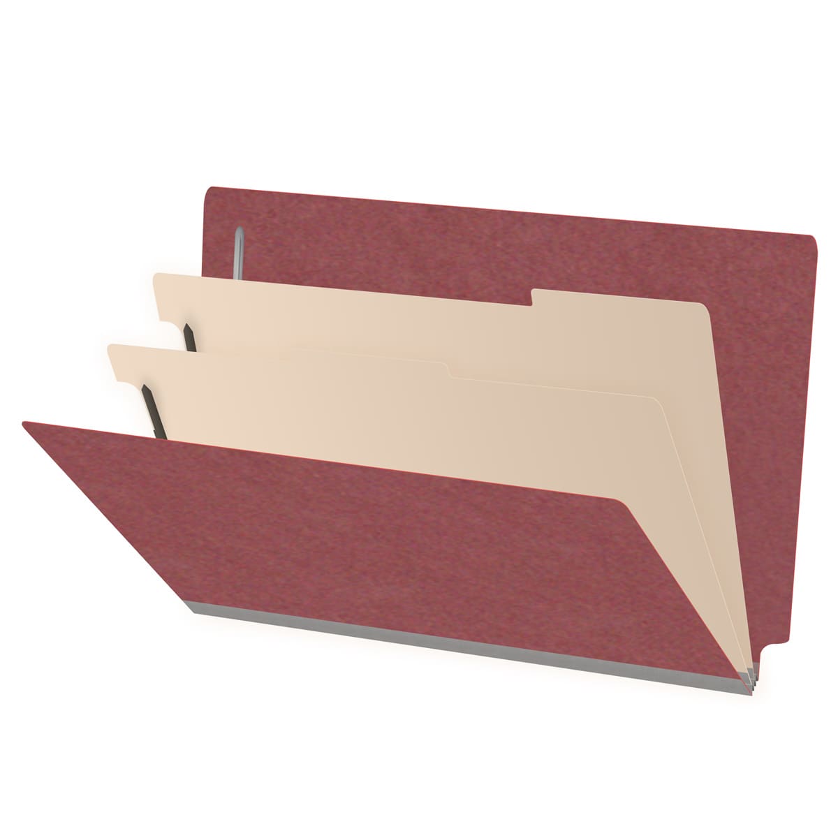 Dark red legal size end tab two divider classification folder with 2 ...
