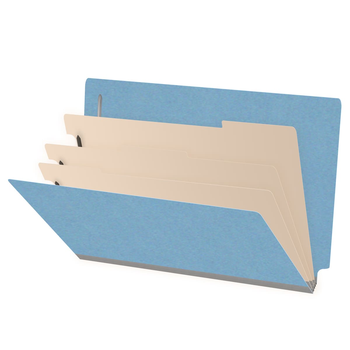 Blue legal size end tab classification folder with 3″ gray tyvek ...