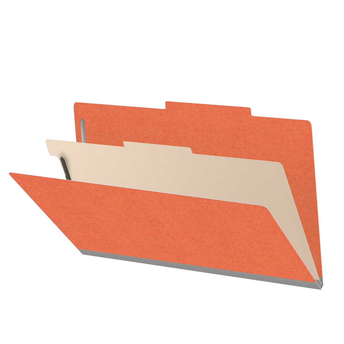 Orange legal size top tab classification folder with 2″ gray tyvek ...