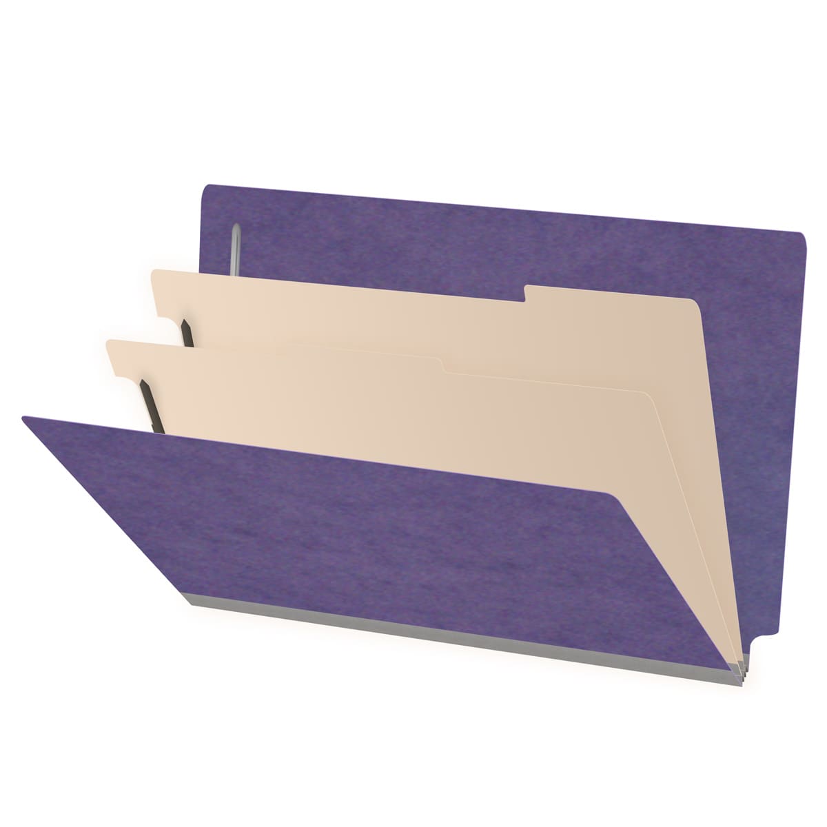 Purple legal size end tab two divider classification folder with 2 ...