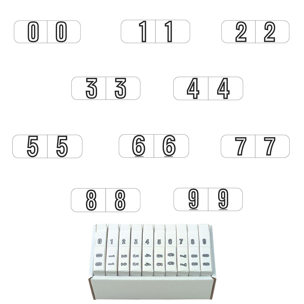 White Barkley NBWM Compatible Mini Numeric Labels of size 1/2″ X 1-1/2 ...