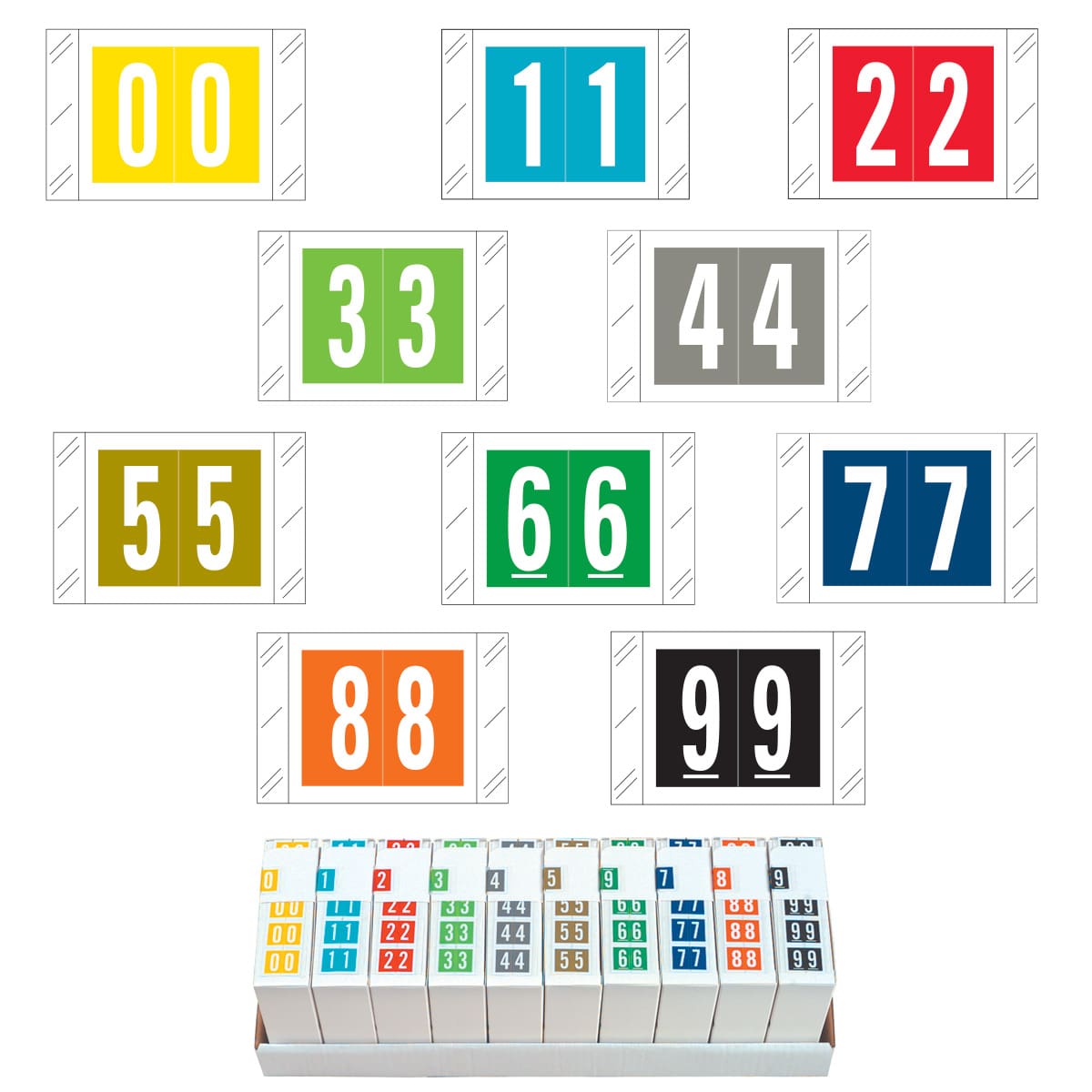 Multiple Color Col’R’Tab Compatible Numerical Labels of size 1″ X 1-1/2 ...