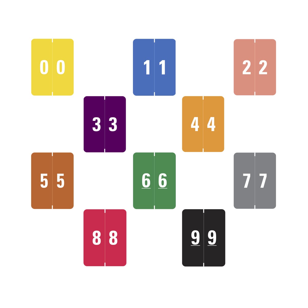Multiple Color Smead XLCC Compatible Numeric Labels of size 2″ x 1-1/2 ...